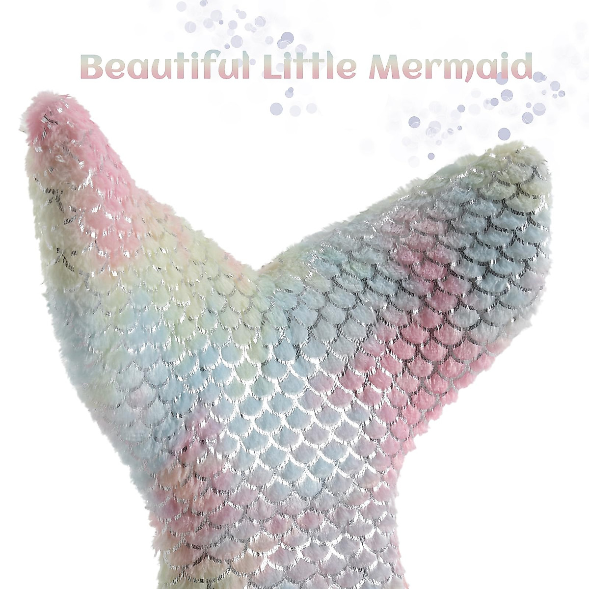 Guyou Cute Fuzzy Desk Chair for Kids/Girls/Boys, Mermaid Kids Study Chair Fluffy Children’s Swivel Chair with Wheels and Adjustable Height for Computer/Bedroom/Study Room Reading (Light Colorful)