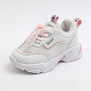 Toddler Kids Baby Boys Girls Sports Shoes Mesh Breathable Infant Soft Sneaker Shoes Running Shoes Walking Shoes (Pink, 4.5-5 Years Little Kid)