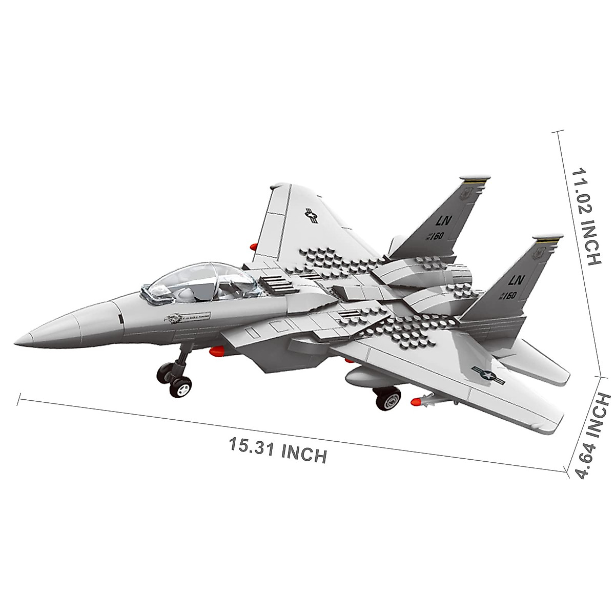 OQMI Military Airplane Toy F-15 Eagle Jet Fighter Building Block Sets, Birthday Gift for 6-10 Year Boy and Girl Building Block Lovers (262 Pieces)