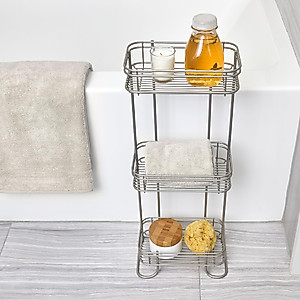 iDesign Weston 3-Tier Shower Shelf Organizer for Shampoo, Conditioner, Soap, Cosmetics, Beauty Products, 10.34" x 6.5" x 25.9", Satin