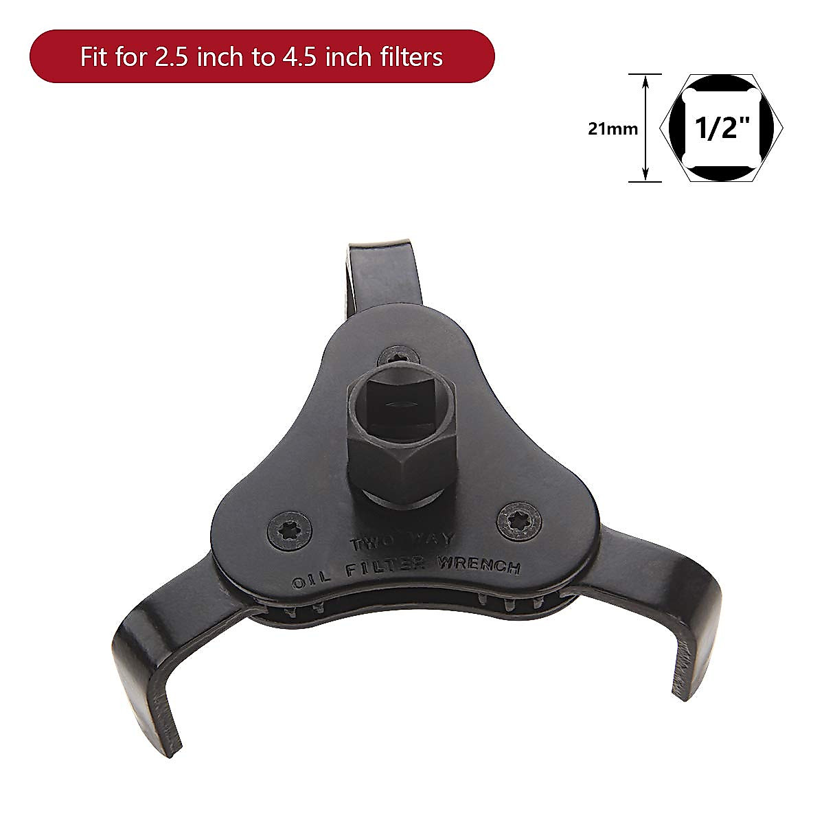 LCGP from 2-1/2 inch to 4.5 inch Black Oil Filter Wrench Tool Set with 3 Jaw, Universal Adjustable Oil Filter Wrench