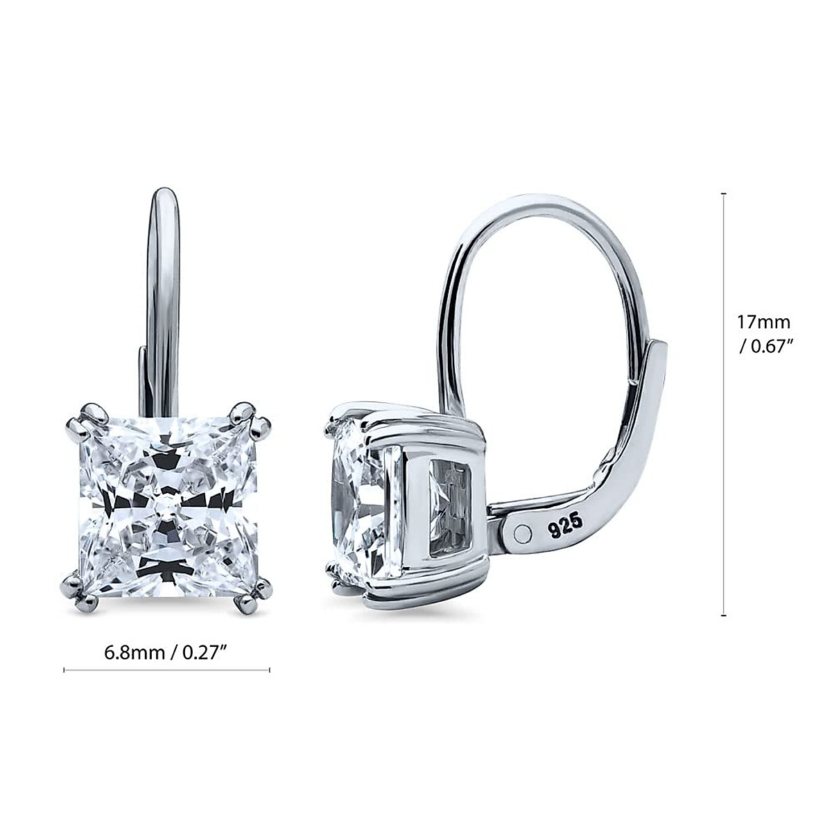 BERRICLE Sterling Silver Cubic Zirconia CZ Fashion Leverback Dangle Drop Earrings for Women, Rhodium Plated