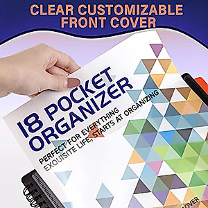 18 Pocket Poly Project Organizer, Spiral Project Folder Binder Organizer with Pockets, Multi-Subject Folder Office Notebook, Letter Size, School Supplies