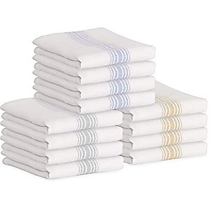 GREEN LIFESTYLE 12 Pack Kitchen Towels 15x25-100% Natural Cotton Dish Cloths, Reusable Cleaning Rags, Super Absorbent, Machine Washable Kitchen Towel Set