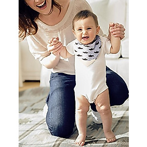 Bandana Bibs with Teething Corner, Teething Bib by Giftty, BPA-Free Silicone Teether and Adjustable Snap for Baby Boys and Girls (Aqua, 5-Pack)