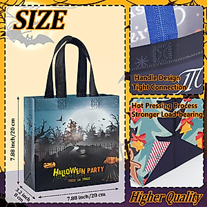 Atiger 6 Pcs Halloween Trick or Treat Bags, Halloween Candy Tote Bags with Handles for Kids, Reusable Halloween Non-Woven Gift Bags for Halloween Party Supplies Favors