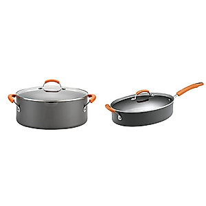 Rachael Ray Brights Hard Anodized Nonstick Pasta Pot/Stockpot/Stock Pot - 8 Quart, Gray & Brights Hard Anodized Nonstick Saute Pan/Frying Pan/Fry Pan - 5 Quart, Gray
