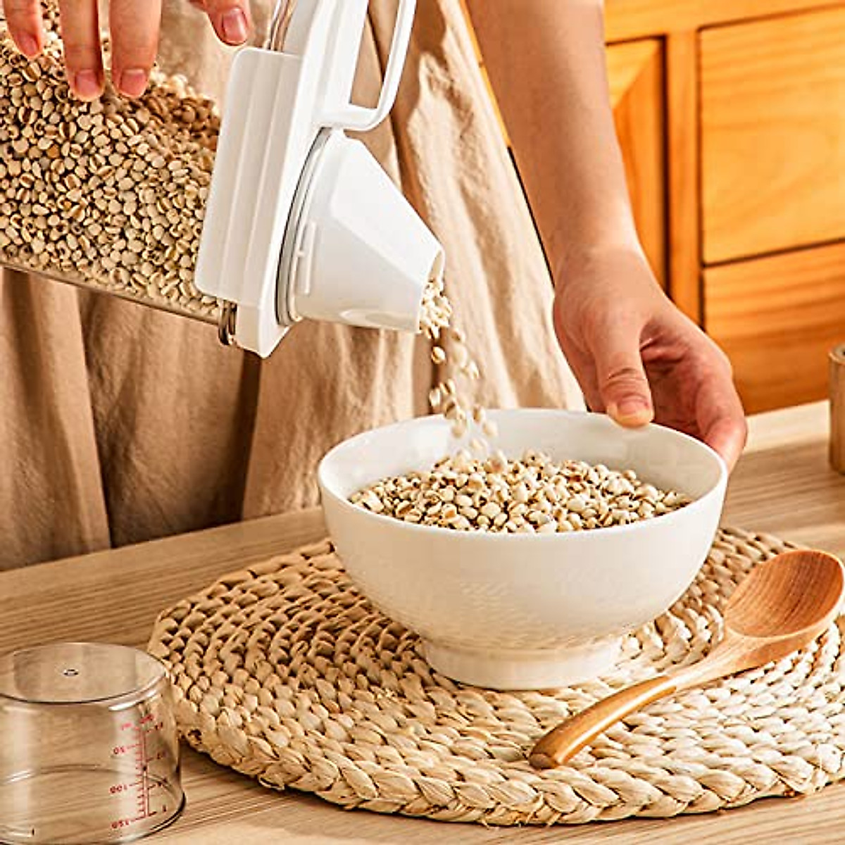 ALREMO Cereal Dispenser Easy Flow Storage Jar Plastic Food Containers Kitchen Food Cereal Storage Containers with Graduated Cap,plastic Storage Jars,cereal Plastic Grocery Container (2300ML)