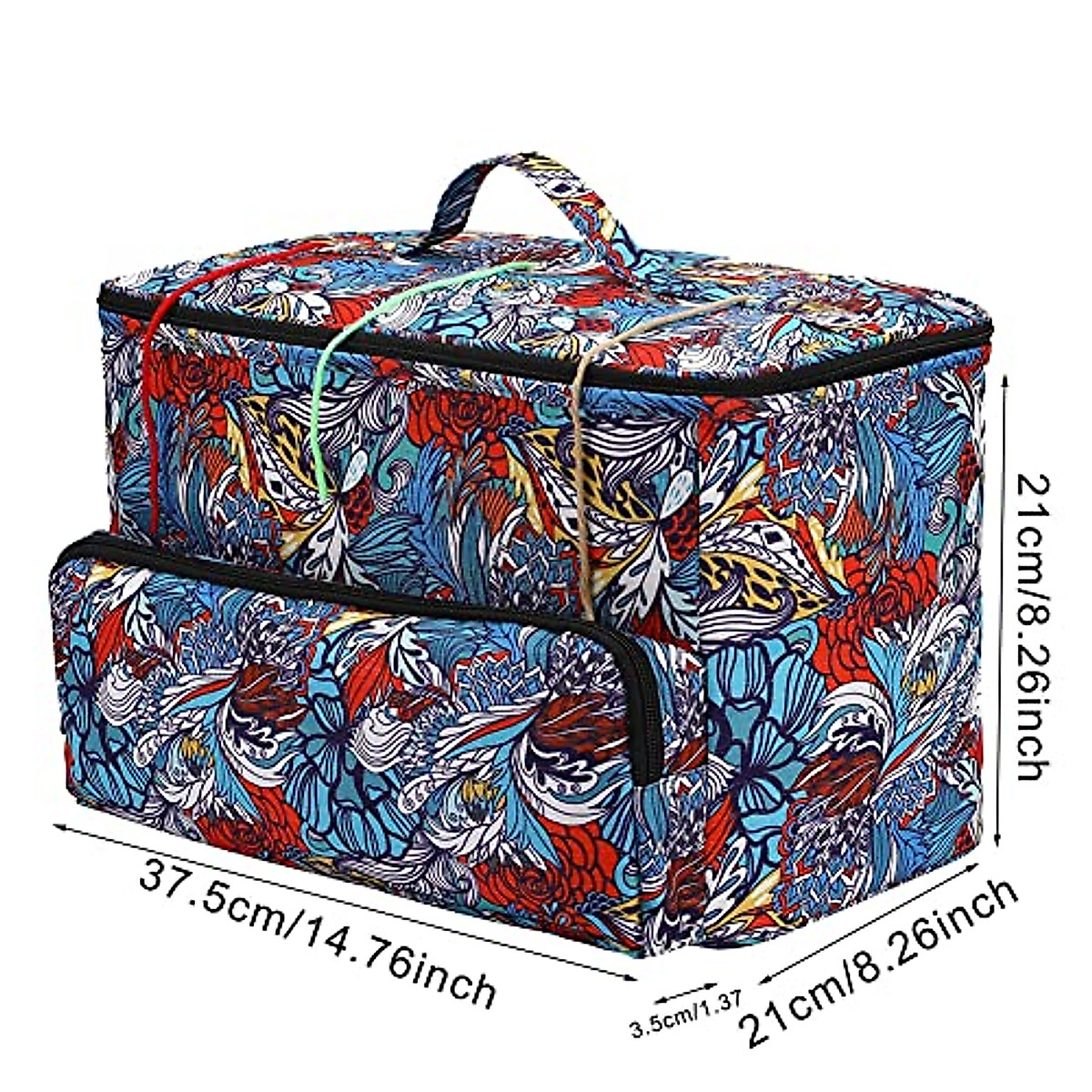 AZURAOKEY Knitting Bag Large Size, 600D Oxford Cloth Yarn Storage Bag Multifunctional Crochet Knitting Tote Bags for Thread Wool Yarn Crochet Hooks Needles Organizer