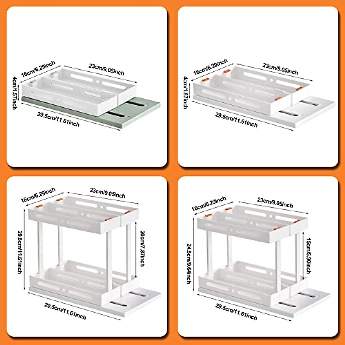 AVSMGP Under Sink Organizers and Storage, Rotatable Under Bathroom Cabinet Organizer, 2 Tier Sliding Under Shelf Storage Kitchen Cabinet Basket Drawer Organizer,White,S