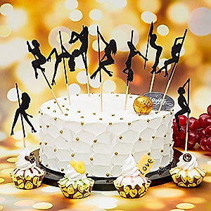 Jetec 60 Piece Stripper Pole Cupcake Topper Picks Dancing Girl Silhouette Cake Topper Toothpick for Bachelor Party Birthday Cake Decoration Bride Groom Bridal Bachelorette Women Men Boy Girl