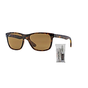 Ray-Ban RB4181 710/83 57M Light Havana/Brown Polarized Rectangular Sunglasses For Men For Women + BUNDLE with Designer iWear Eyewear Kit