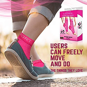 Physix Gear Sport Plantar Fasciitis Socks with Arch Support for Men & Women - Ankle Compression Sleeve, Toeless Compression Socks Foot Pain Relief, Ankle Swelling - Better than Night Splint, Pink L/XL