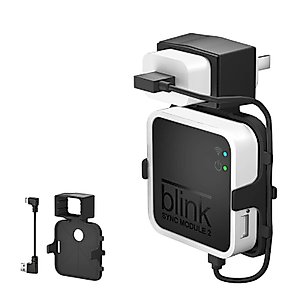 VOMENC Outlet Wall Mount Hanger for Blink Sync Module 2, Mounting Bracket Holder for Blink Outdoor and Indoor Security Camera Mount with Cable (Black 2Pack)