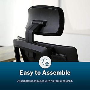 Vari Task Chair with Headrest (VariDesk) - Adjustable Height Computer Chair With Armrests & Casters - Breathable Mesh Desk Chair w/Maximum Lumbar Support - Easy Assembly Ergonomic Office Chair (Black)