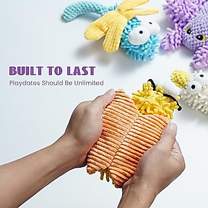 Nocciola Plush Squeaky Dog Toys, Cute Durable Stuffed Crinkle Puppy Pet Chew Toys for Large Medium Small Dogs - Duck