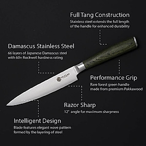 HexClad Utility Knife, 5-Inch Japanese Damascus Stainless Steel Blade Full Tang Construction, Pakkawood Handle