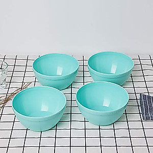 Unbreakable 30-ounce Plastic Bowls Salad Bowls Cereal Bowls - Dishwasher safe, BPA Free (12, Teal)