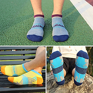 BIOAUM Cushioned Men's Ankle Socks, 6 Pairs Cotton Athletic Sport Breathable Low Cut Socks for Running Size 8-9.5/10-13/12-14