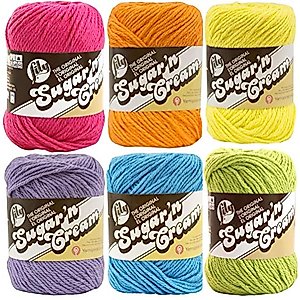 Lily Sugar n' Cream Solid Variety Assortment 6 Pack Bundle 100 Percent Cotton Medium 4 Worsted (Multicolor)