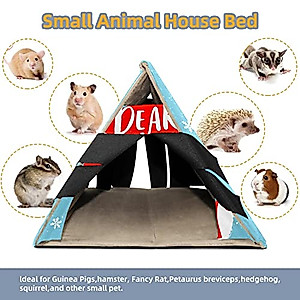 enheng Small Pet Hideout Winter Christmas Hat Snowflake Hamster House Guinea Pig Playhouse for Dwarf Rabbits Hedgehogs Chinchillas