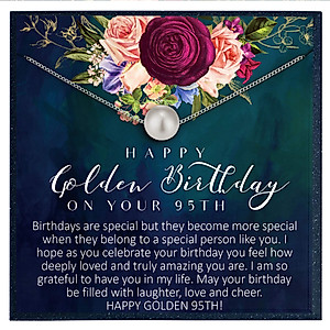 95th Birthday Gift for Women Birthday Gift for 95 Year Old Woman Gifts for Her Bday Gift Ideas for 95 Birthday Jewelry Gift for Women Age 95 - Swarovski Pearl Necklace