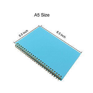 Aacehlh Spiral Notebook Journal,5.5" x 8.5" Plastic Hardcover College Ruled Notebook with 4 Colors,80 Sheets / 160 Pages Per Journal for Work,Study and Notes (light green,light blue,yellow,pink).