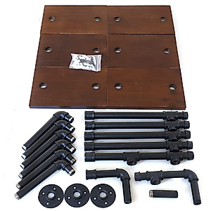 ILWorkTLs 6 Tier Floating Shelves Wall Mounted,Industrial Floating Shelves, Wall Mount Pipe Shelves,Wood Ladder Bookshelf for Living Room,Bedroom, Kitchen, Office