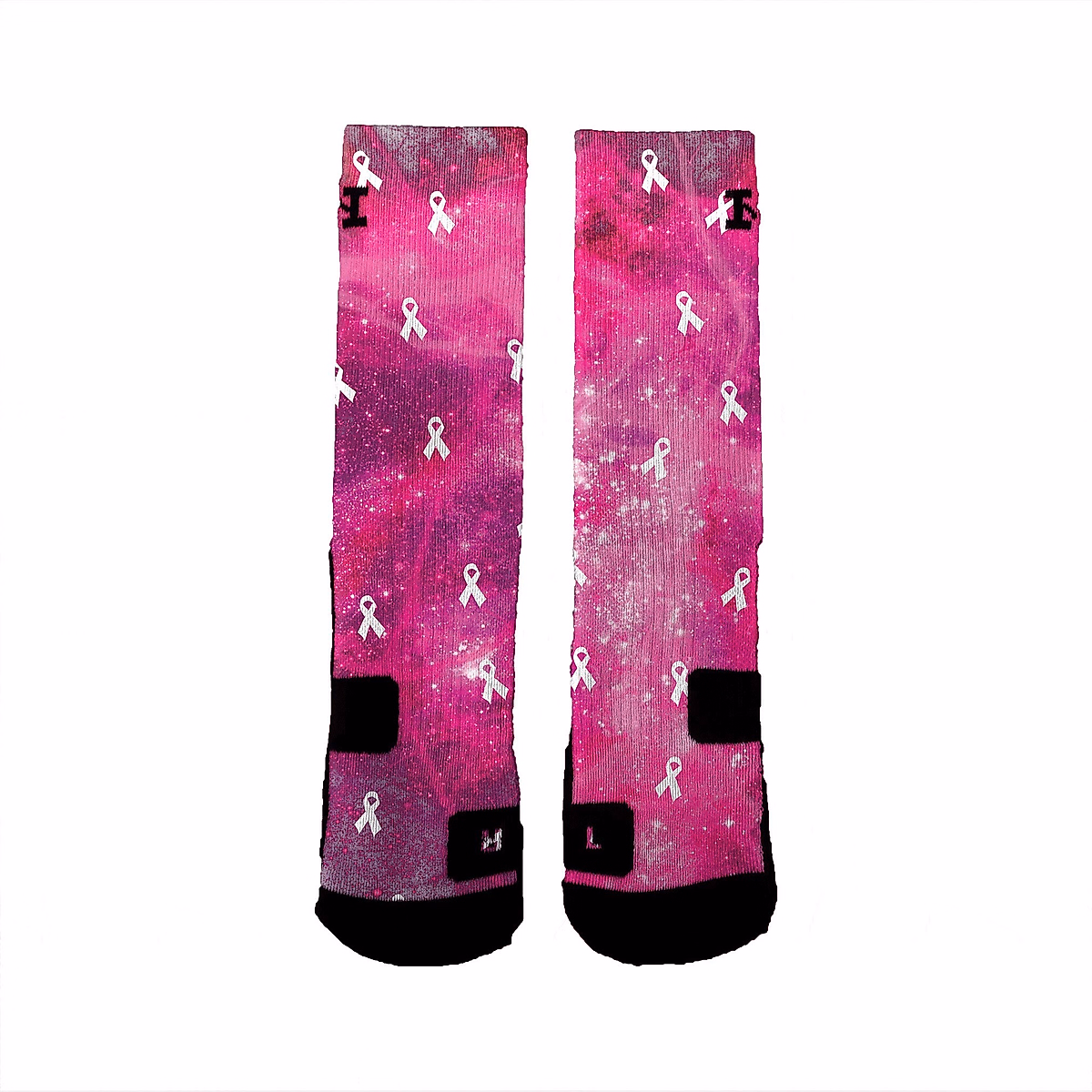 HoopSwagg Brand Athletic Socks Breast Cancer Galaxy Medium