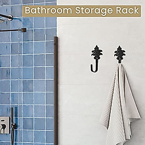 ORYOUGO Set of 6 Antique Decorative Iron Hooks, Chic Black Cast Iron Coat Hook Wall Mounted Key Holder Single Prong Wall Hangers for Hallways, Living Room