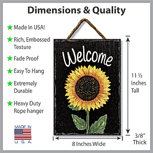 My Word! Sunflower Slate Impressions Wall Hanging Welcome Sign. Rustic Farmhouse Home Decor for your Living Room, Dining Room Kitchen, Bedroom – Large: 8”x11.25”