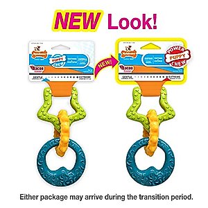 Nylabone Puppy Power Rings Chew Toy - Tough and Durable Puppy Chew Toy for Teething - Puppy Supplies - Bacon Flavor, Small (1 Count)