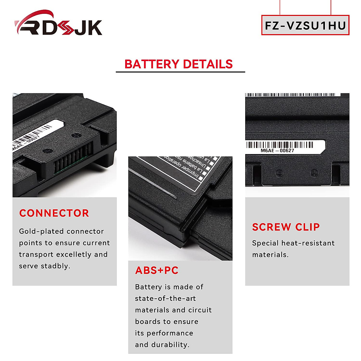 RDSJ FZ-VZSU1HU VZSU1HU FZ-VZSU1HAU VZSU1HAU FZ-VZSU1XU VZSU1XU Laptop Battery for Panasonic Toughbook 55 FZ-55 Mk1 Mk2 FZ-VZSU1 Series 3INR19/66-2 10.8V 68Wh/6300mAh