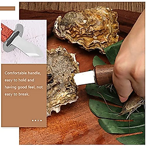 Angoily Hand Oyster Shucker 3Pcs Stainless Steel Oyster Knives with Wood Handle Shucker Oyster Shucking Tool Clam Shellfish Seafood Opener Practical Kitchen Oyster Knife Shucker