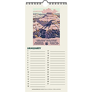 National Parks Poster Art of the WPA Perpetual Calendar Birthday Anniversary Family Date Annual Reminders 5.5" x 11.5"