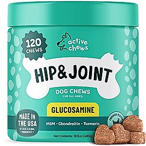 Glucosamine for Dogs Soft Chews 120 ct - Hip and Joint Supplement for Dogs with Chondroitin, Turmeric & MSM - Dog Joint Supplement + Vitamin E for Small, Large Breed & Senior Dogs Mobility Support