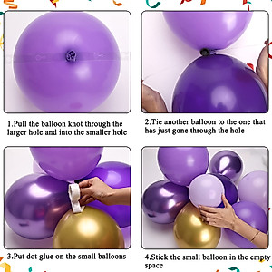 RUBFAC 134pcs Purple Balloon Garland Kit Dark Purple Gold Arch Lavender Light Decoration For Baby Girl Princess Birthday Party Supplies