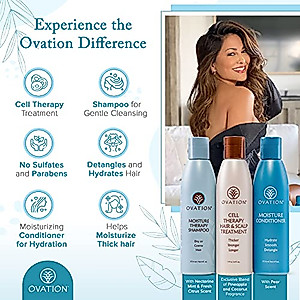 Ovation Hair Moisture Cell Therapy 6 oz System - Moisture Shampoo and Conditioner, Cell Therapy Hair & Scalp Treatment - Hair Treatment Set to Moisturize Thick, Dry Hair