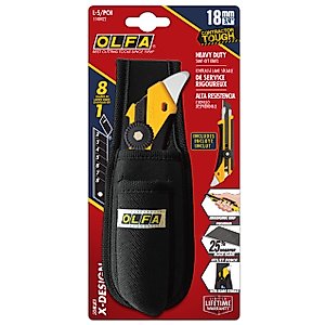 OLFA 18mm Heavy-Duty Utility Knife with Holster Pouch (L-5/PCH) - Reinforced Fiberglass Handle & Snap-Off Blade, Replacement Blades: Any OLFA 18mm Blade