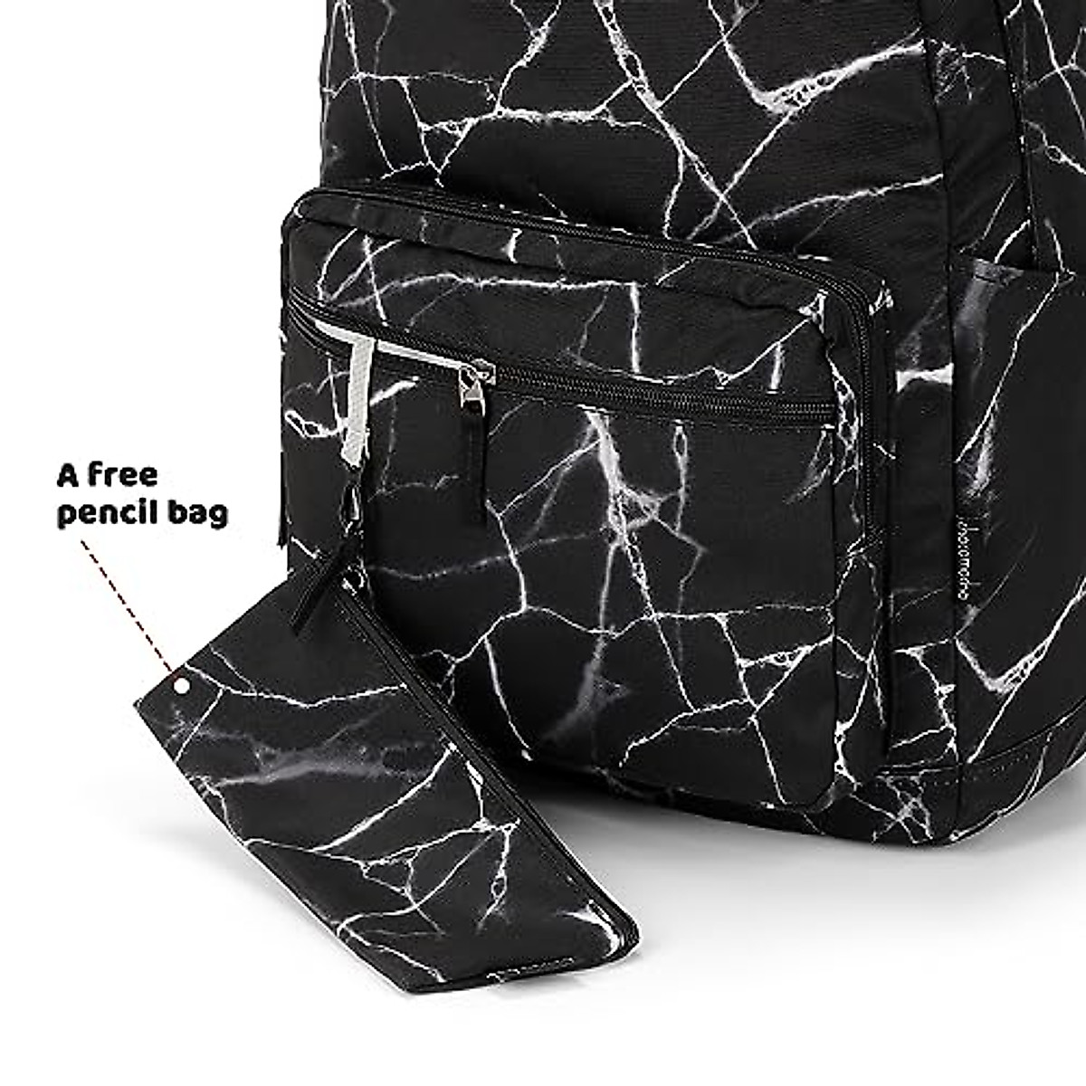 Choco Mocha Black Marble Backpack for Girls Travel School Backpack 17 Inch