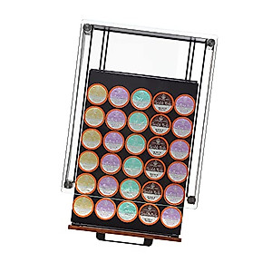 K Cup Storage Drawer Under Brewer by Saratoga Home - K Pod Holder for K Cups Compatible for Keurig Coffee Pod Holder, K Cup Organizer Drawer With Solid Steel and Real Wood, K Cup Holders for Counter