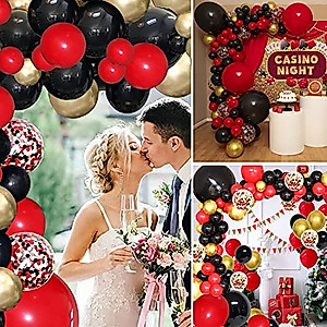 Red and Black Balloon Garland Kit, Red Black and Gold Balloon Arch, Black Red Balloons for Birthday Party, Wedding, New Year Party , Grad, Anniversary Party and Casino Theme Party Decorations.