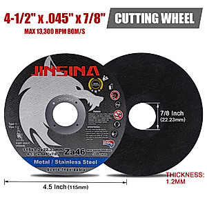 JINSINA Cut Off Wheels 12 PCS, 4 1/2 Inch Metal and Stainless Steel Cutting Wheel, Fast Cutting Disc for Angle Grinder (4-1/2 x .045 x 7/8inch) 10+2pcs
