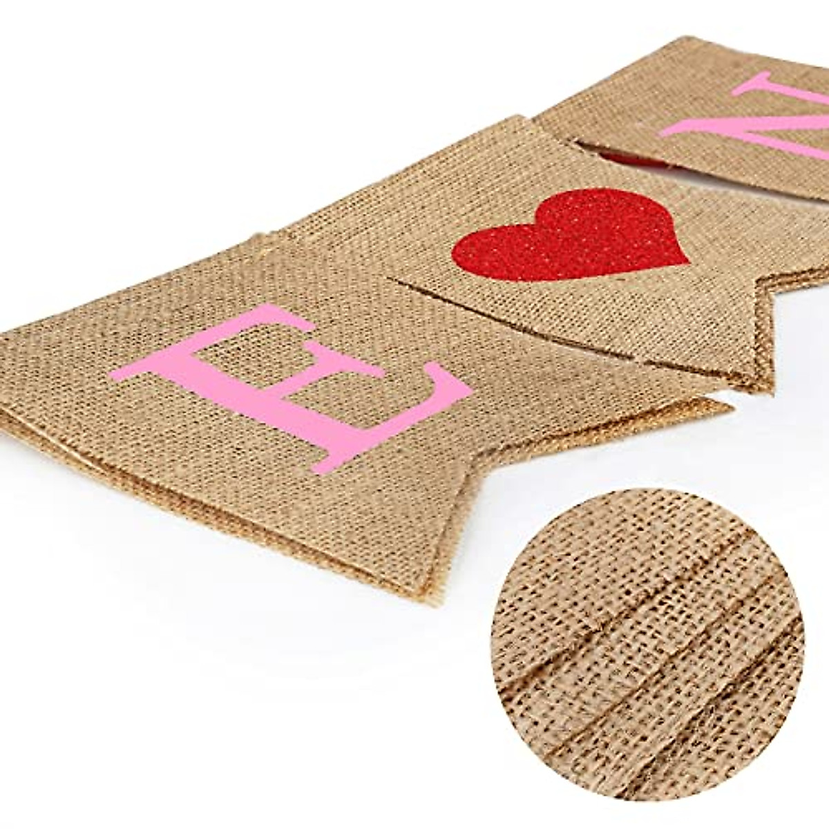 Valentines Day Burlap Banner, Valentines Decor for Home, Be Mine Hanging Banner & 28 Pcs Felt Heart Garland Banner Decor for Mantle Fireplace Wall, Decorations Pre-Assembled - No DIY Required