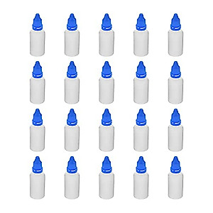 Othmro 1oz PE Lab Eye Plastic Dropper Bottles 50pcs, 30ml Squeezable Eye Liquid Dropper Thin Mouth Via of Liquid Sample Seal Storage Bottle with Childproof Blue Cap