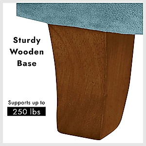 Homepop Home Decor | Upholstered Round Velvet Tufted Foot Rest Ottoman | Ottoman with Storage for Living Room & Bedroom | Decorative Home Furniture, Teal