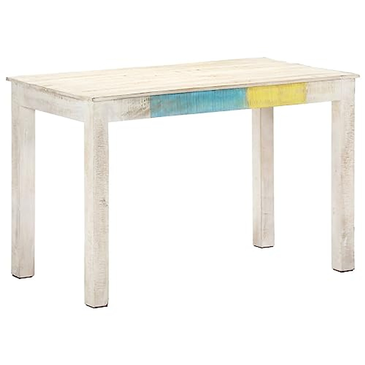 YPWRENH Rectangular Wooden End Table Dining Table White 47.2 "x23.6 x29.9 Solid Mango Wood for Dining Room, Kitchen or Living Room