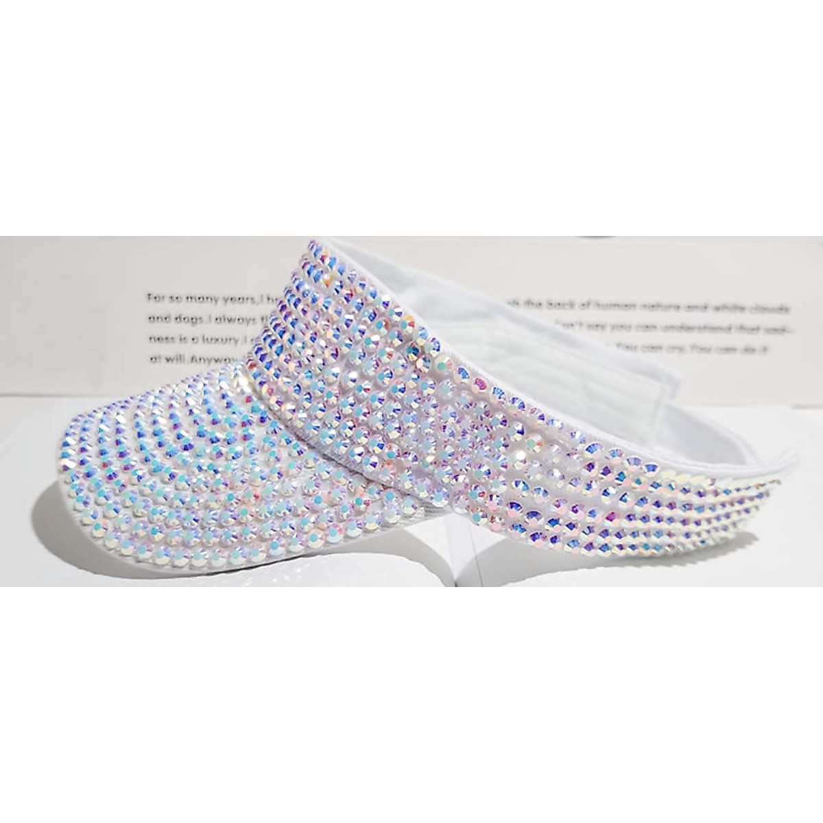 ASUITOFK Bling Rhinestone Sport Sun Visor Hats Adjustable Summer Cap Visor Caps for Men and Women Outdoor Hat White