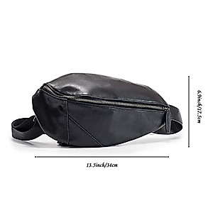 GZRHKJ Crossbody Bags for Women Men, Genuine Leather Small Sling Bag for Women Men，Handmade Chest Bag Shoulder Backpack——Black