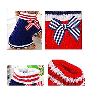 Dog Hoodies for Large Dogs Winter Classic Clothes Knitted - Navy Sweater Cat Sweater Coat Turtleneck Winter Jumper Cable Knit Pet Warm Pet Puppies Clothes for Girls Christmas Outfits